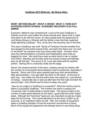 Cast expo 2013 write up | PDF