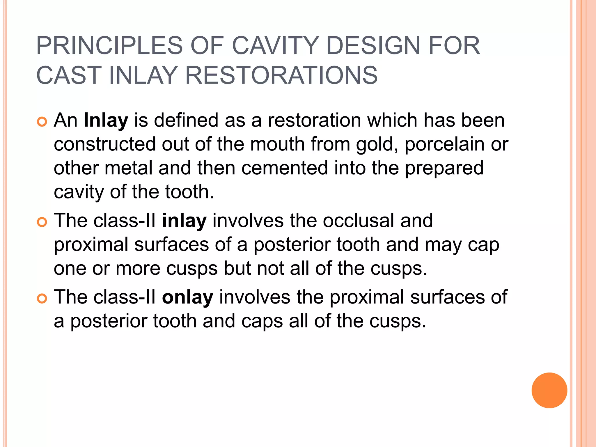 Cast gold Inlay restorations | PPTX