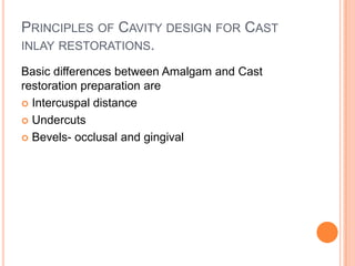 Cast gold Inlay restorations | PPTX