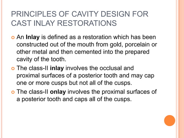 Cast gold Inlay restorations | PPTX