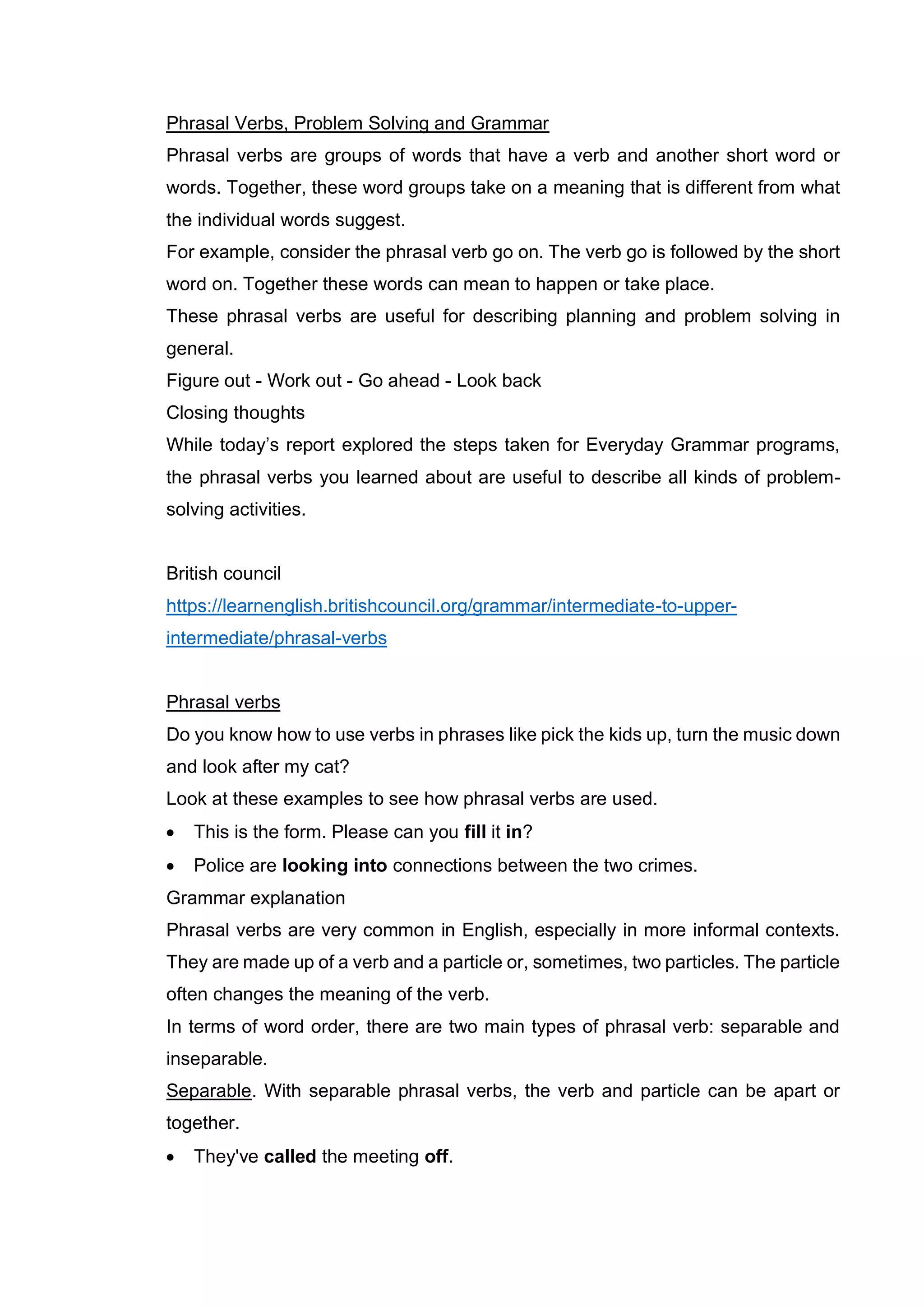 PHRASAL VERBS - WEEK 5 | PDF