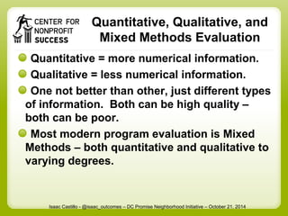 Program Evaluation Basics - Center for Nonprofit Success slides | PPT