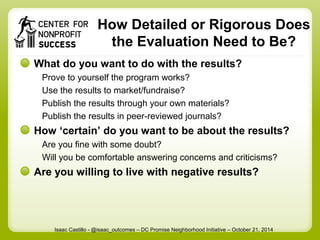 Program Evaluation Basics - Center for Nonprofit Success slides | PPT