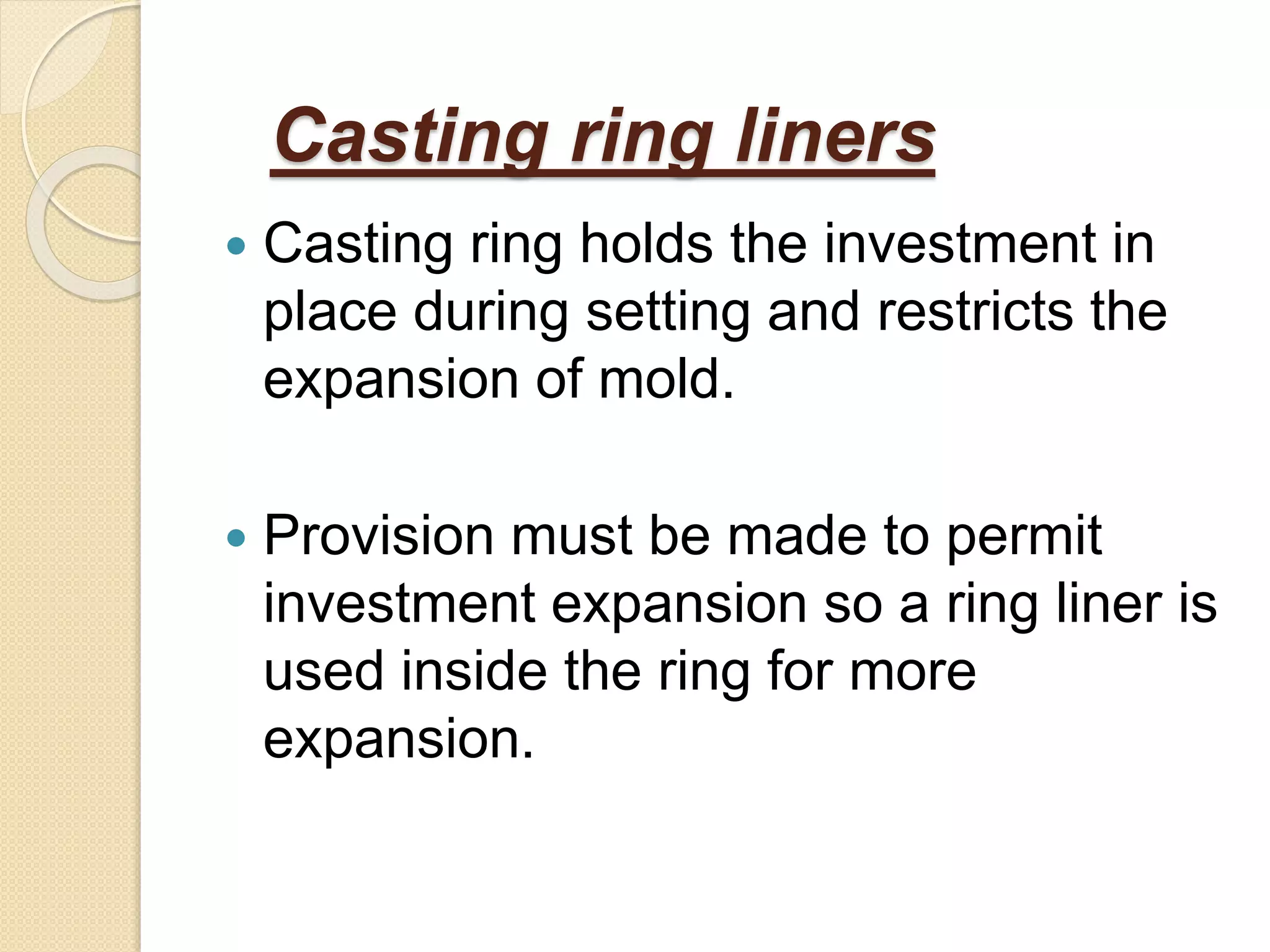Casting in dentistry | PPTX | Chemistry | Science