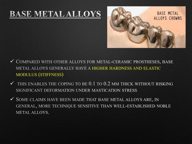 Dental Casting alloys [DENTAL MATERIALS] | PPTX | Dental Health ...