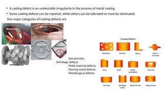 CASTING DEFECTS casting defect is an undesirable irregularity in the ...