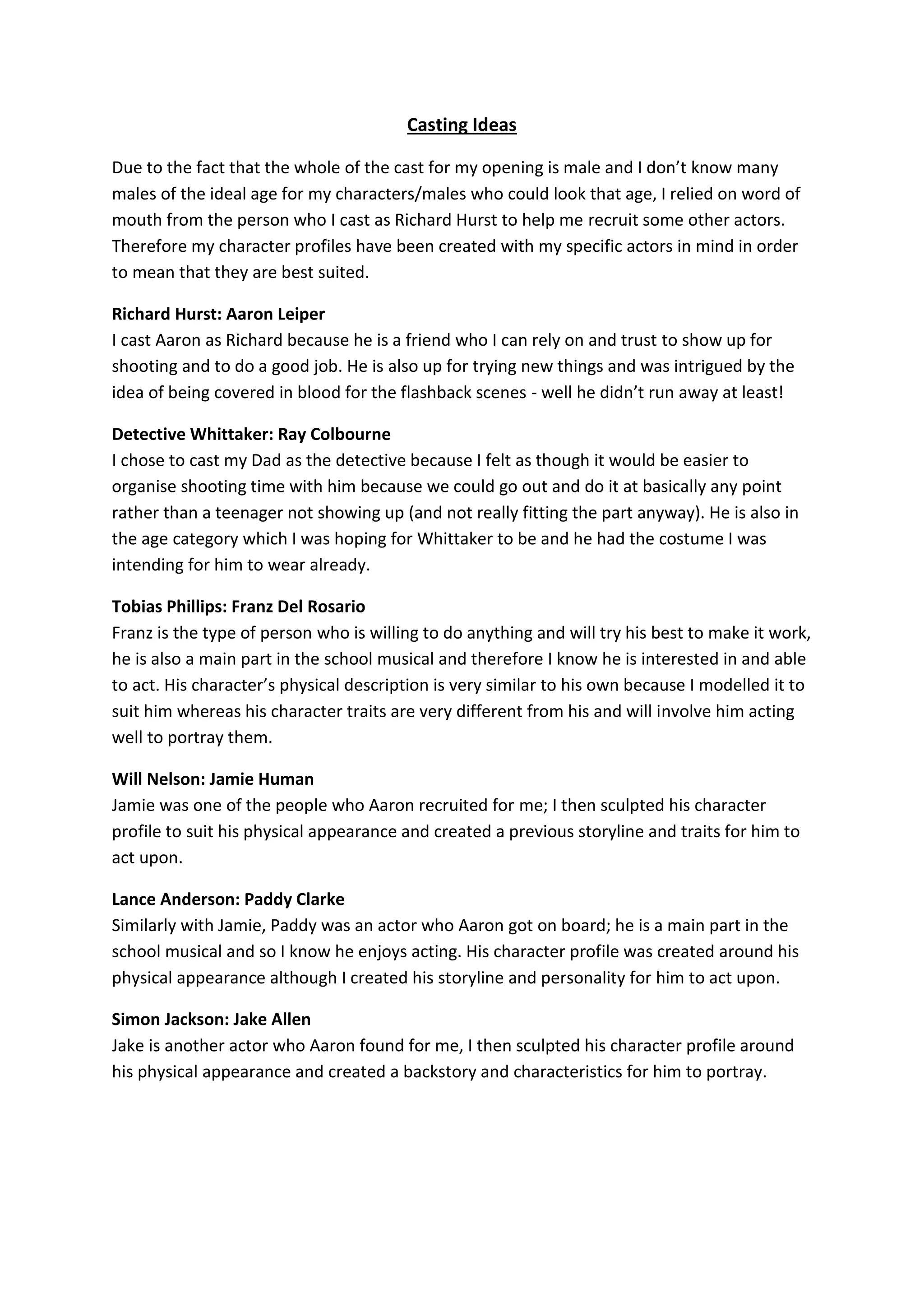 Casting Ideas | DOCX