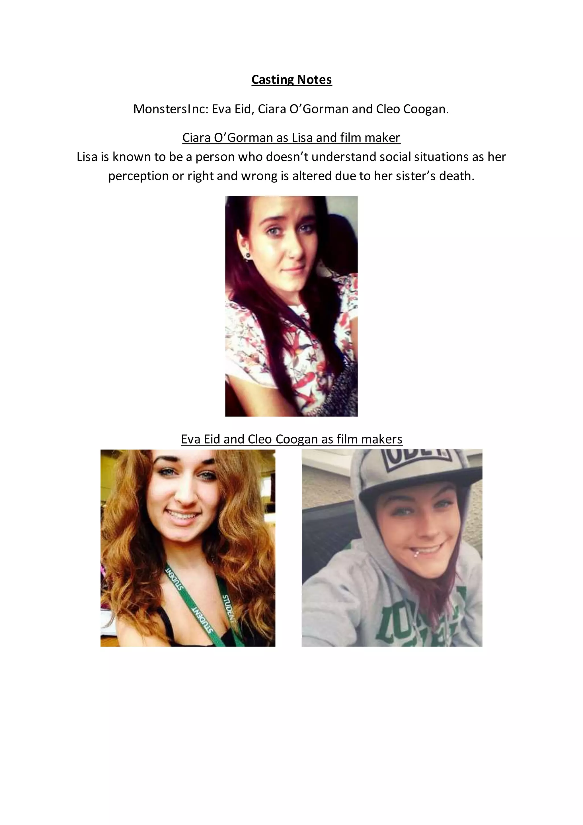 Casting notes | DOCX