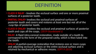 cast metal restorations ( inlay & onlay )in dentistry | PPTX