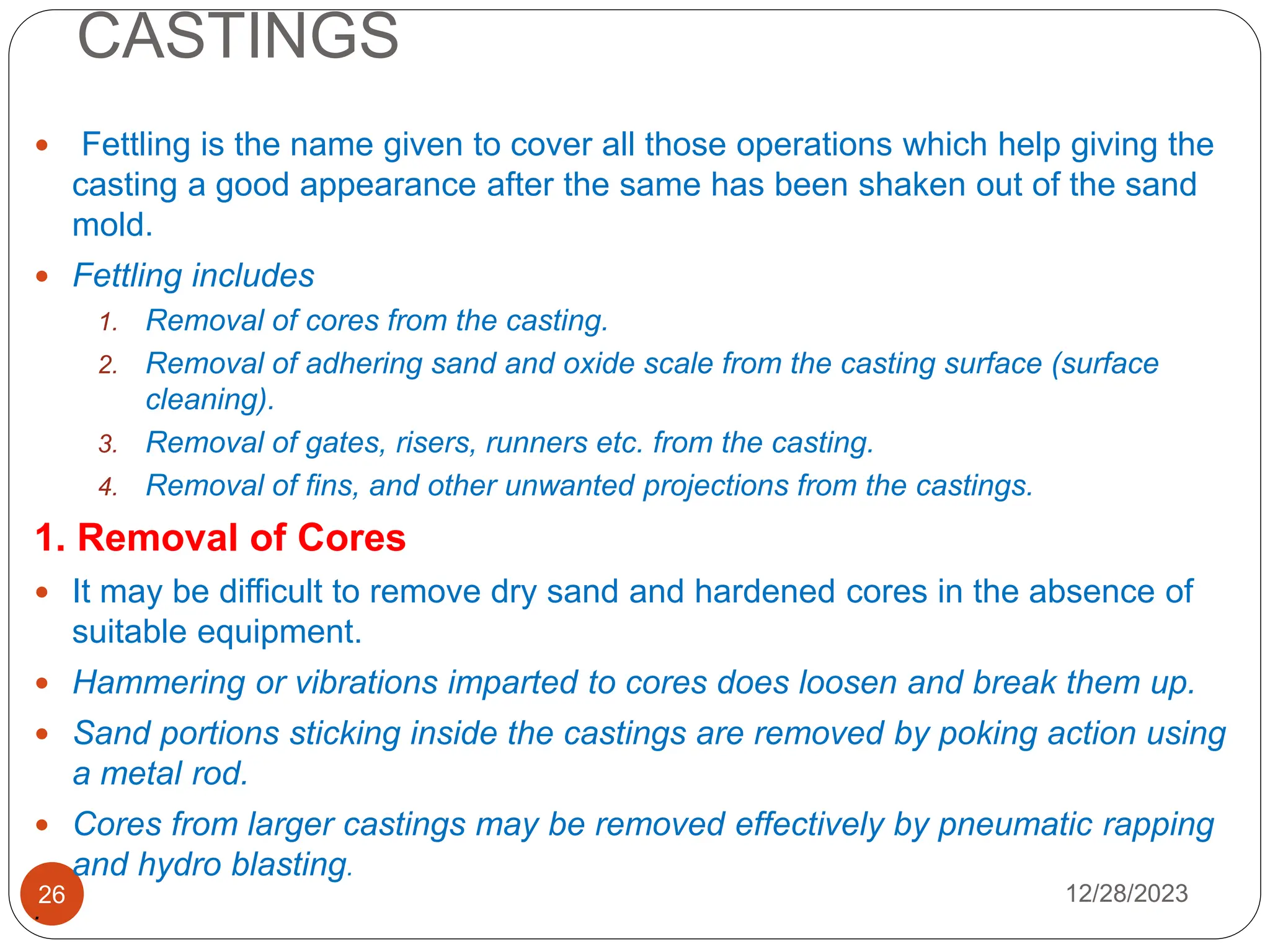Casting Process and different types of casting defects | PPTX