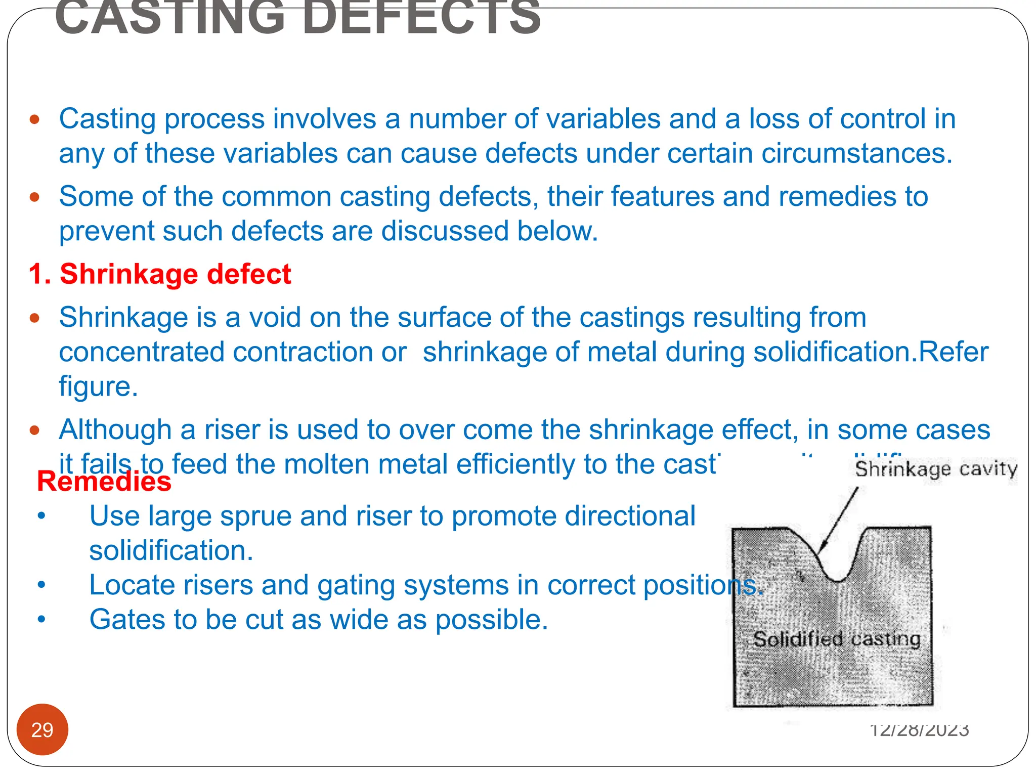 Casting Process and different types of casting defects | PPTX