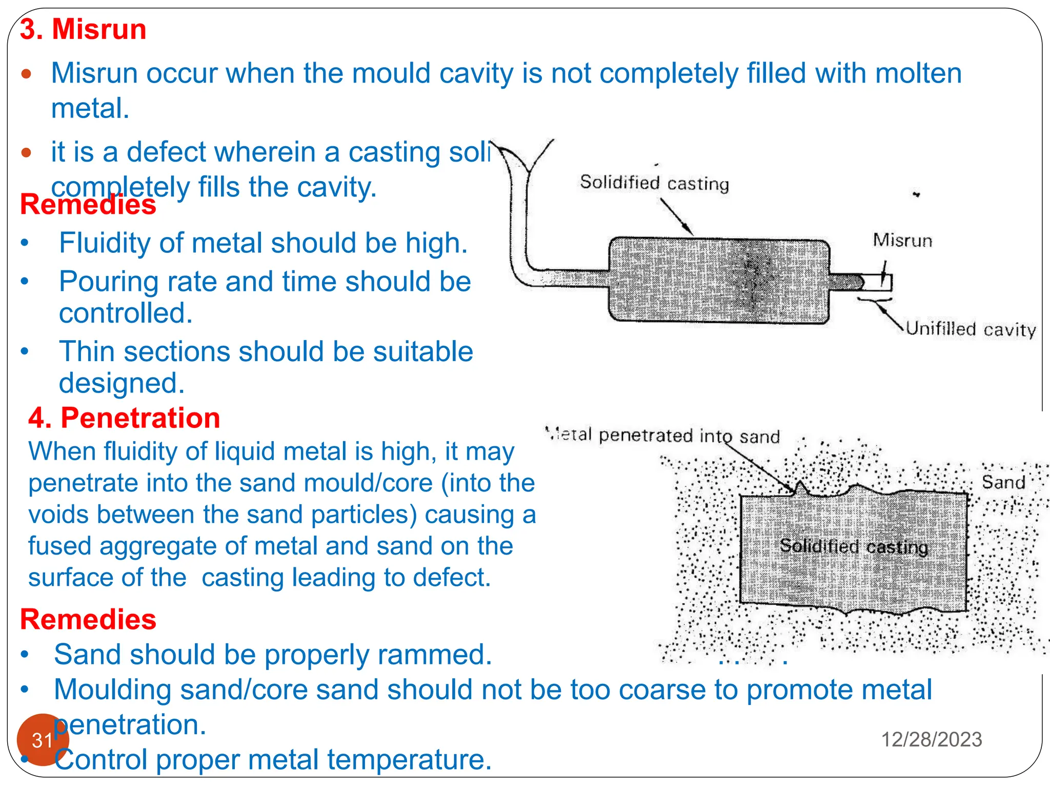 Casting Process and different types of casting defects | PPTX