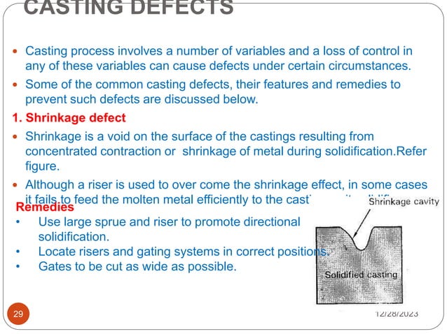 Casting Process and different types of casting defects | PPTX | Physics ...