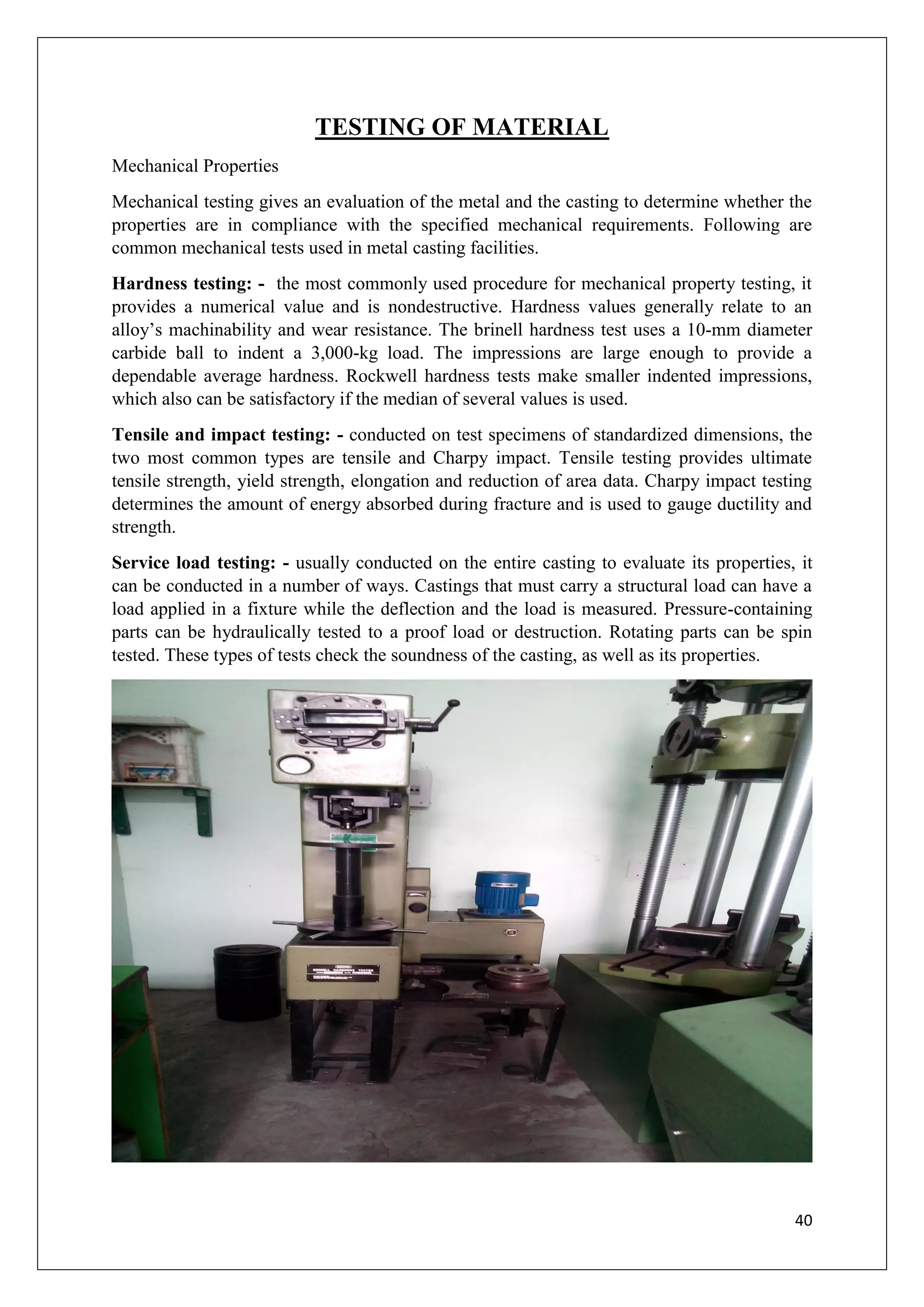 Casting process and moulding process file for trainning report complet ...