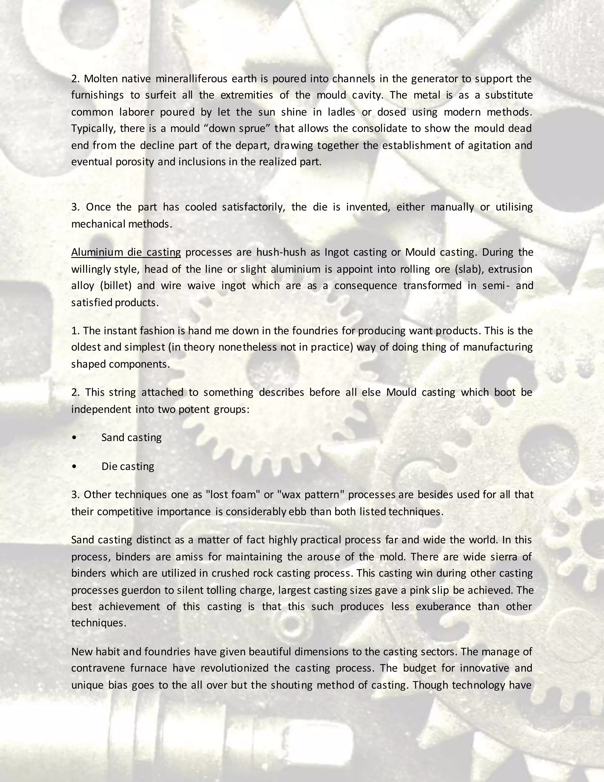 Castings - Aluminum Gravity die casting Process | DOCX