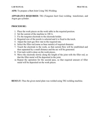 Casting,welding and metal forming lab manual | PDF