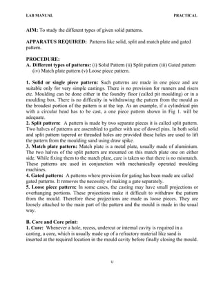 Casting,welding and metal forming lab manual | PDF