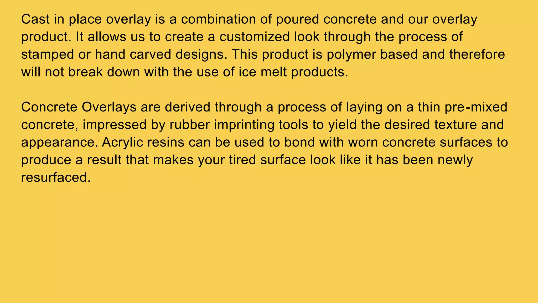 Cast in Place Overlay Services in Saratoga NY | PPT