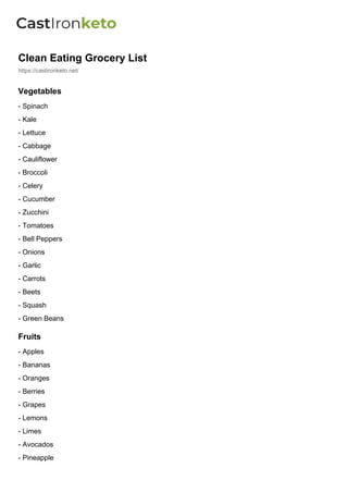 🛒 Clean Eating Grocery List: Your Go-To Guide for Healthy Choices | PDF