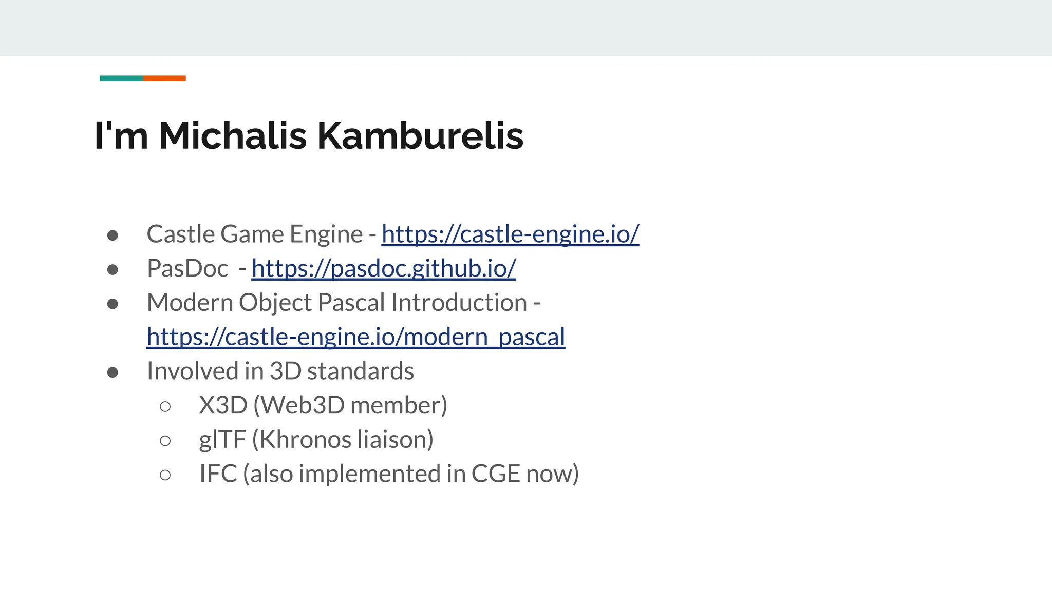 Castle Game Engine: intro, web, IFC, 3D scanning, mORMot | PPT