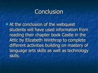 Castle in the attic webquest | PPT
