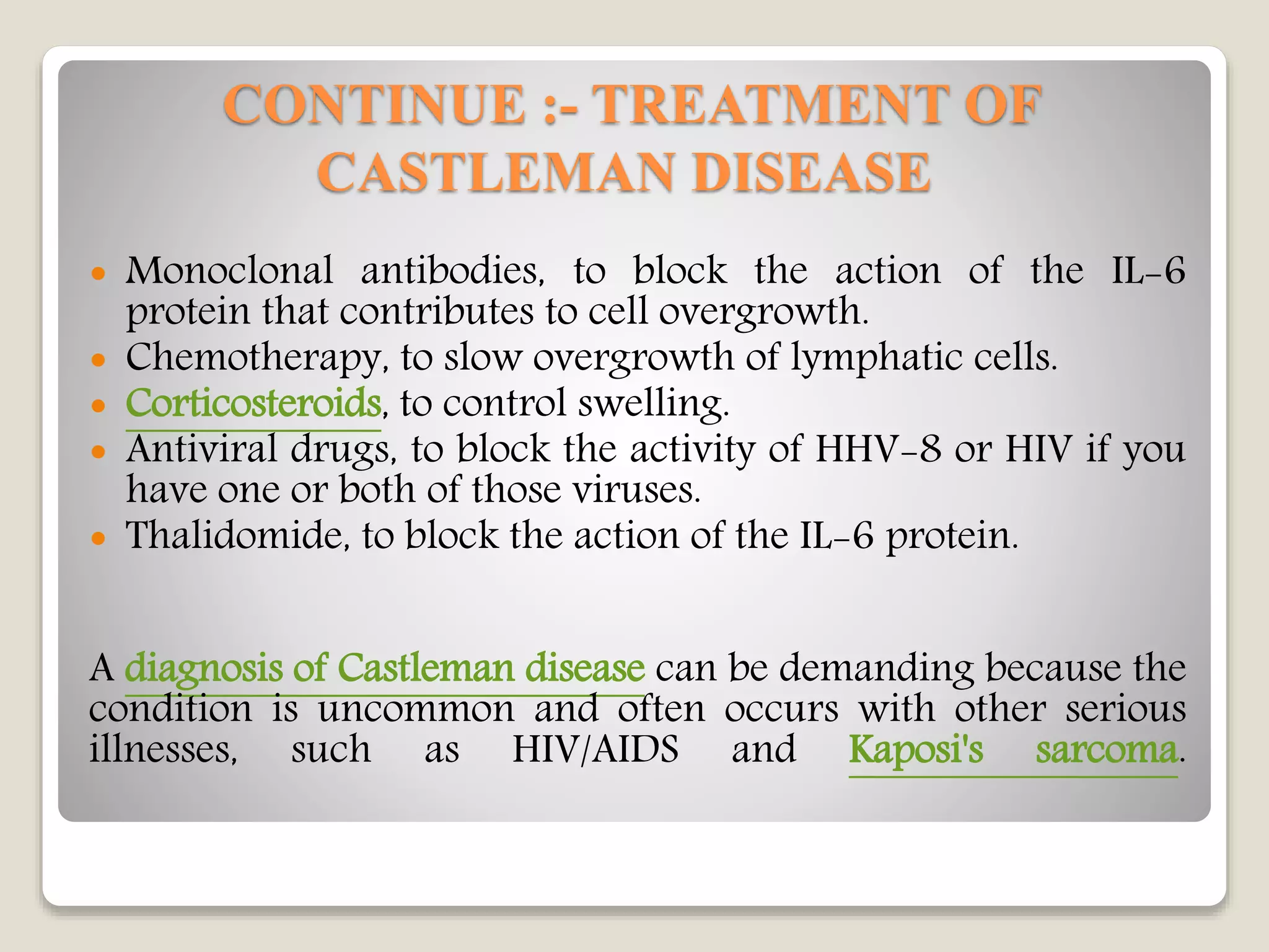 Castleman Disease : Symptoms, causes, diagnosis and treatment | PPTX
