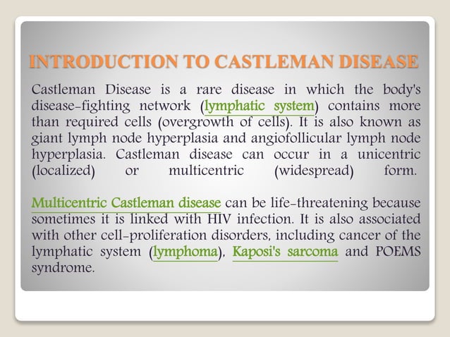 Castleman Disease : Symptoms, causes, diagnosis and treatment | PPTX ...