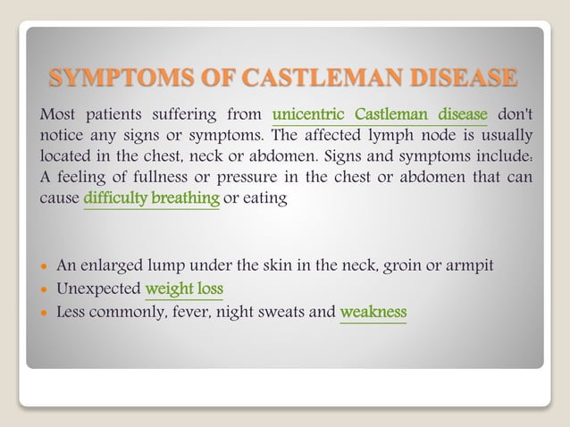 Castleman Disease : Symptoms, causes, diagnosis and treatment | PPTX ...
