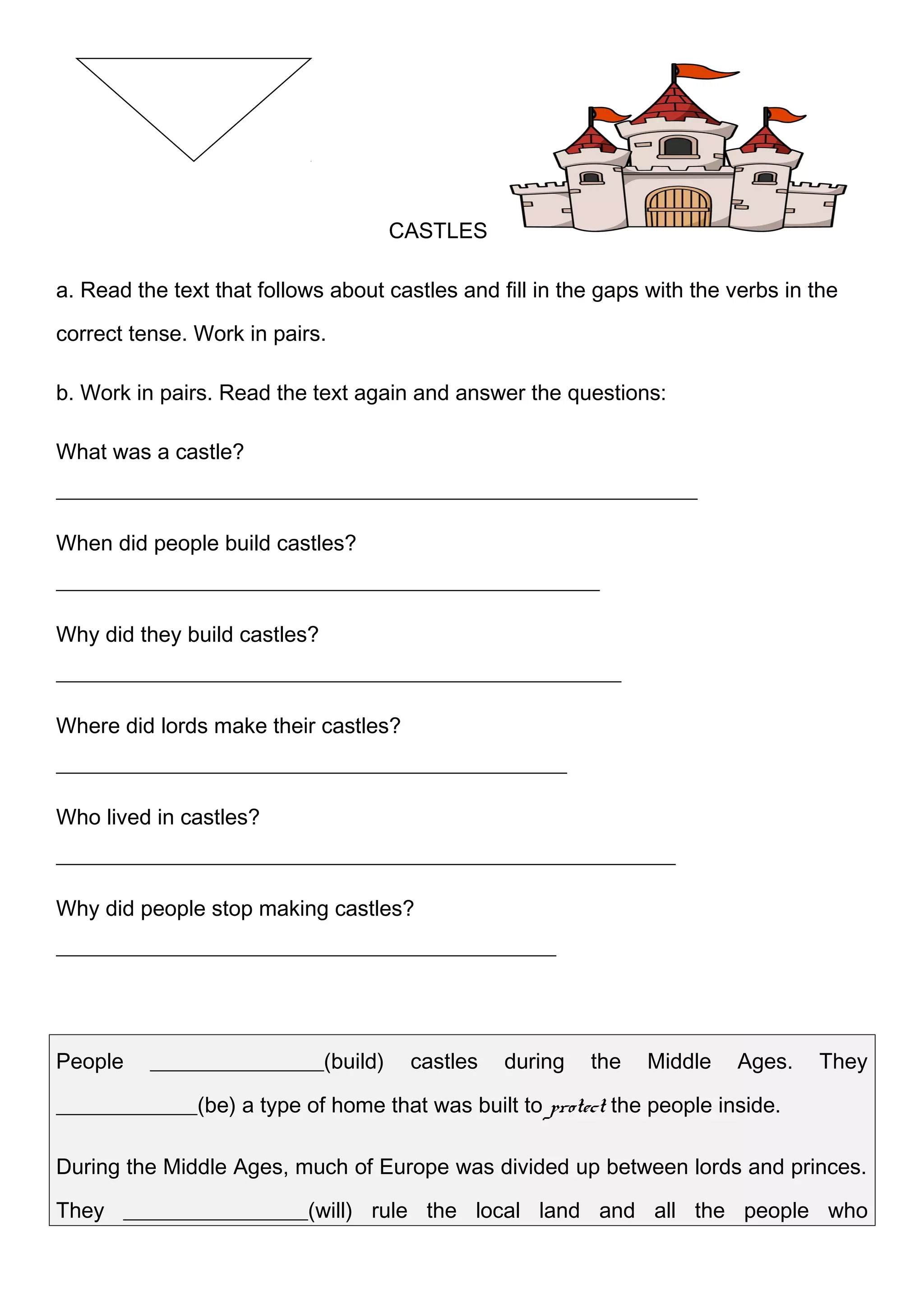 Castles reading comprehension and vocabulary | DOC