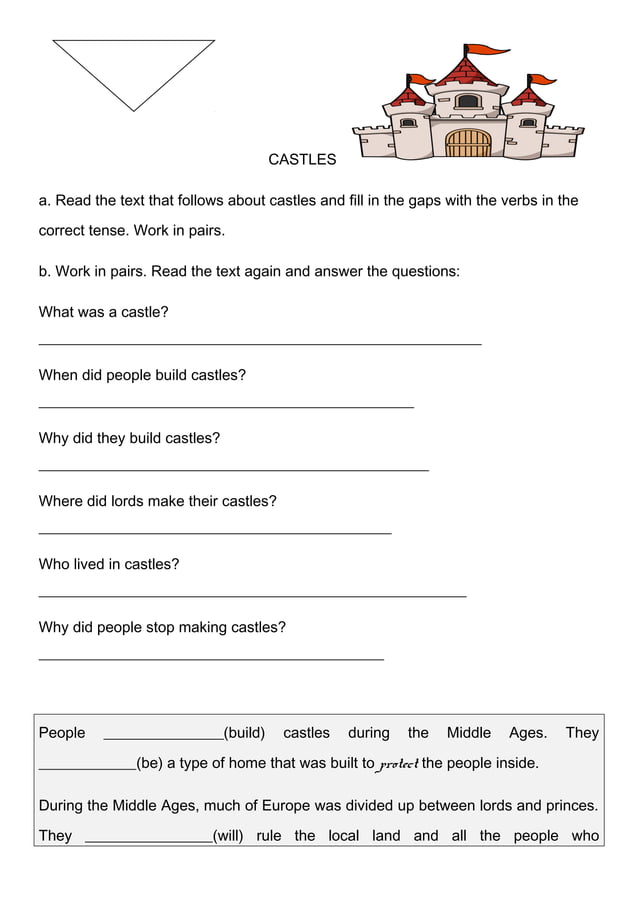 Castles reading comprehension and vocabulary | DOC