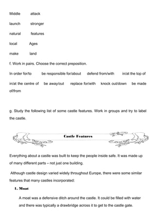 Castles reading comprehension and vocabulary | DOC