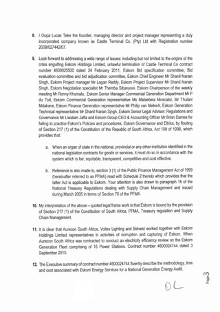 Castle Terminal Co. (Pty) Ltd and Oupa Teke requesting a meeting with ...