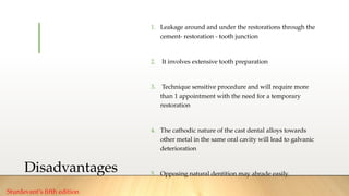 Cast metal restorations preperation in dentistry | PPTX