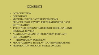 CASTMETAL RESTORATIONS IN CLASS 2 CAVITIES.pptx