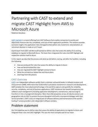 Cloud Readiness : CAST & Microsoft Azure Partnership Overview | PDF