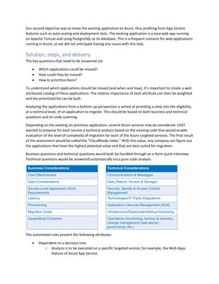 Cloud Readiness : CAST & Microsoft Azure Partnership Overview | PDF