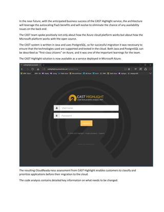 Cloud Readiness : CAST & Microsoft Azure Partnership Overview | PDF