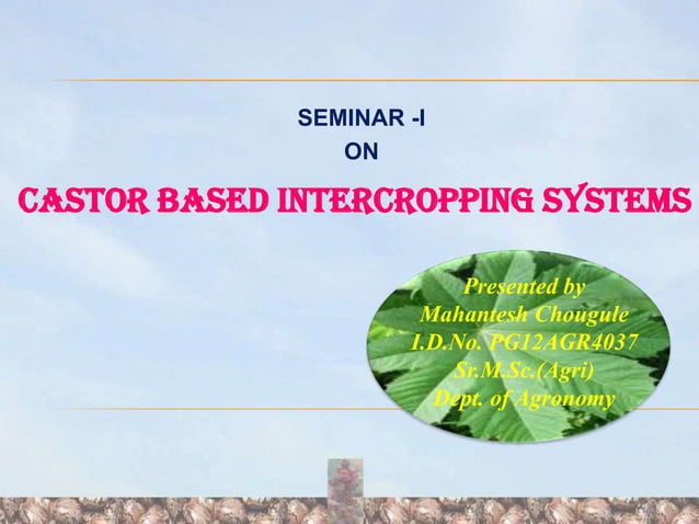 Castor based intercropping systems | PPTX