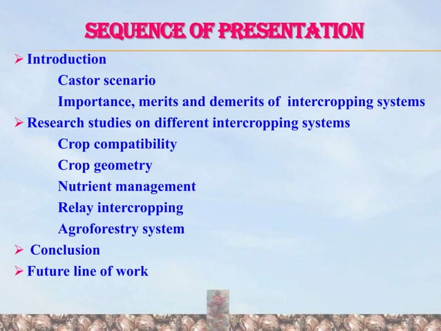 Castor based intercropping systems | PPTX