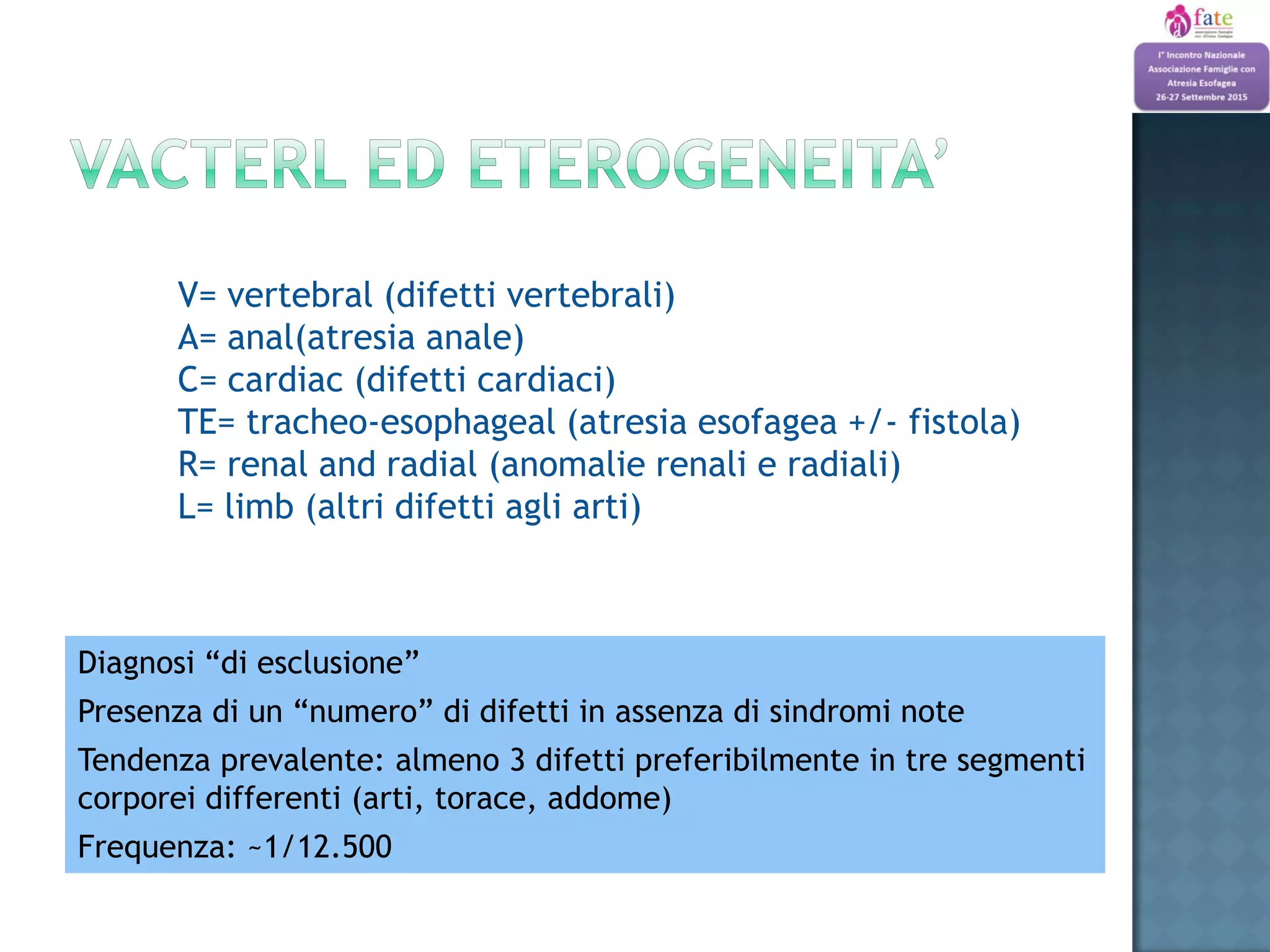 Atresia Esofagea - Ereditarietà, cause genetiche, sindromi associate | PDF