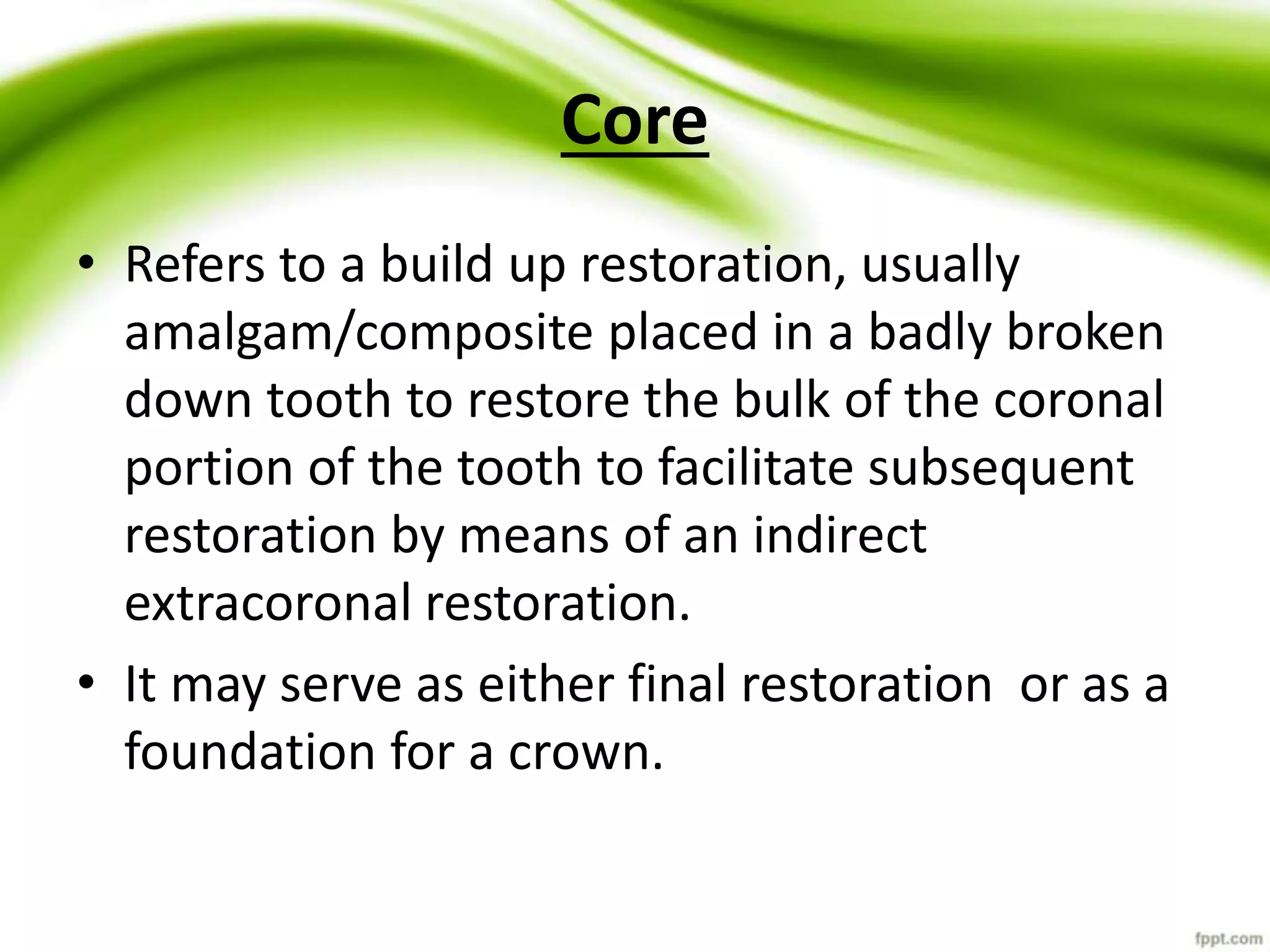 Custom made post & Core in endodontics | PPTX