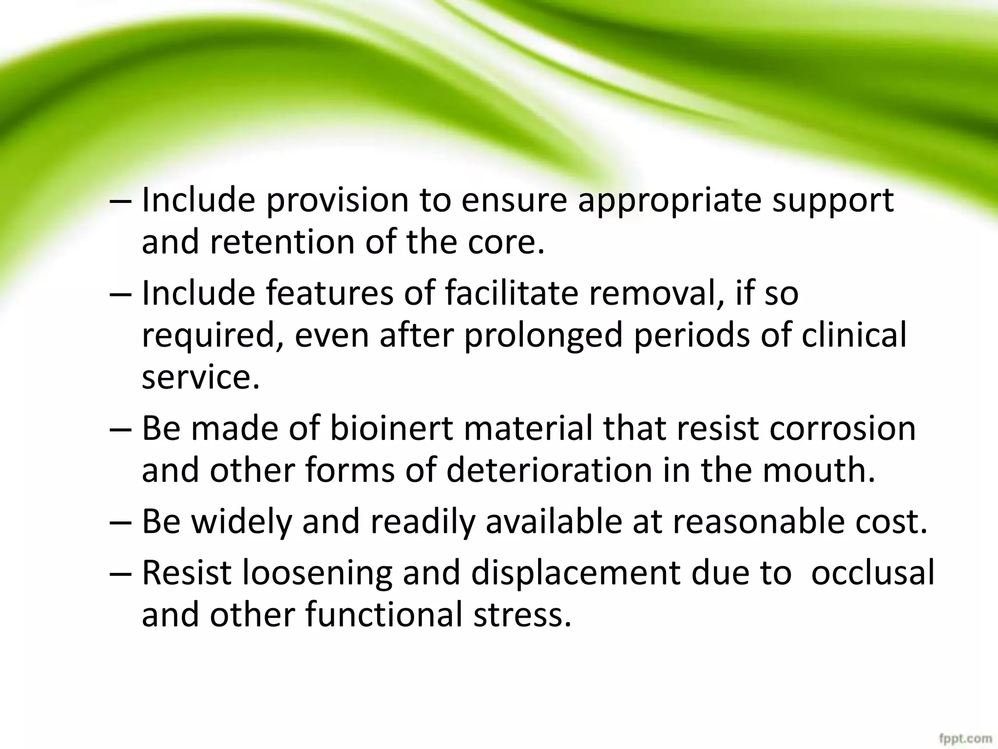 Custom made post & Core in endodontics | PPTX