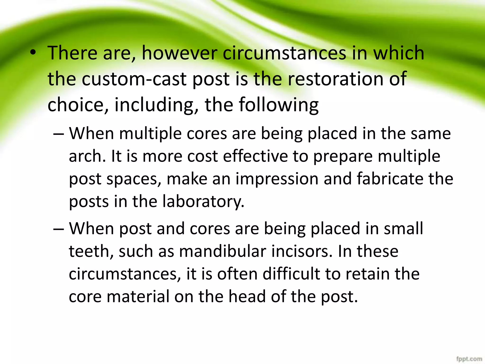 Custom made post & Core in endodontics | PPTX
