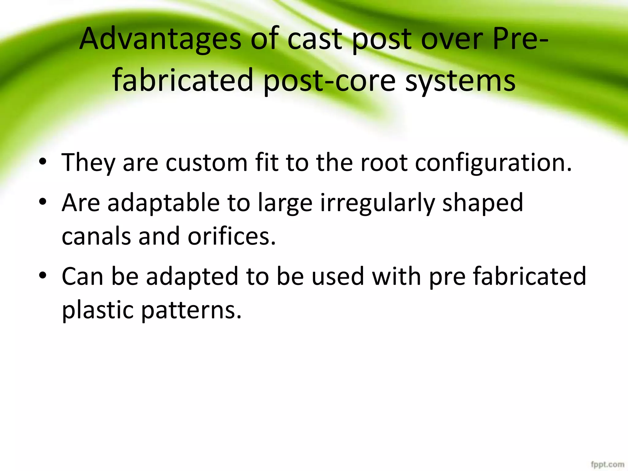 Custom made post & Core in endodontics | PPTX