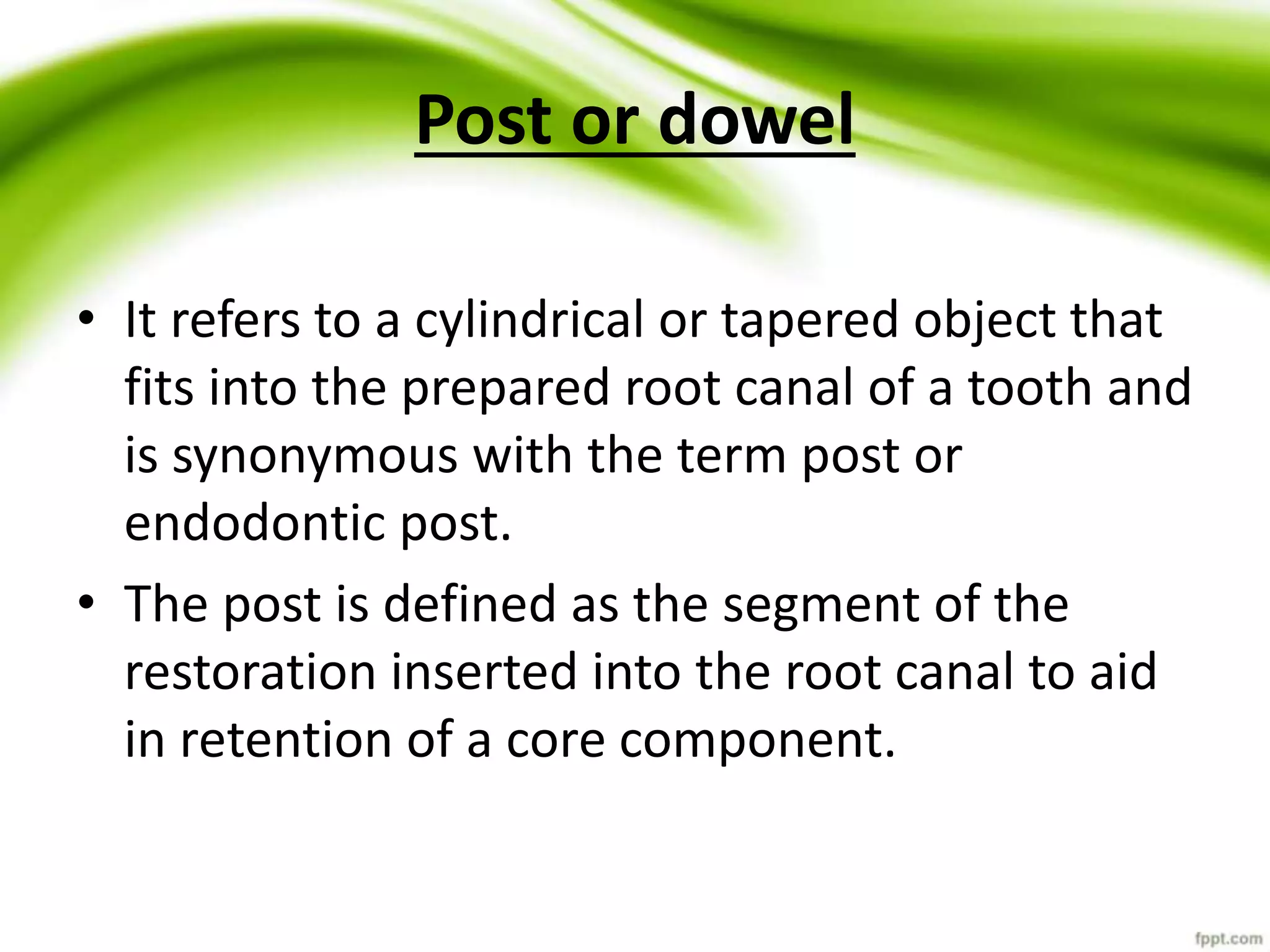 Custom made post & Core in endodontics | PPTX