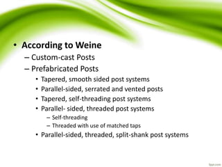 Custom made post & Core in endodontics | PPTX