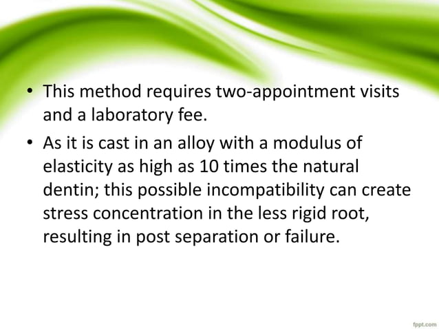 Custom made post & Core in endodontics | PPTX