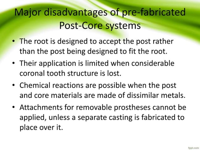 Custom made post & Core in endodontics | PPTX