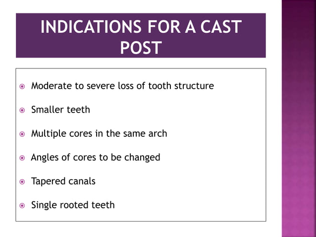 Cast post - Restoration of endodontically treated teeth | PPTX | Dental ...