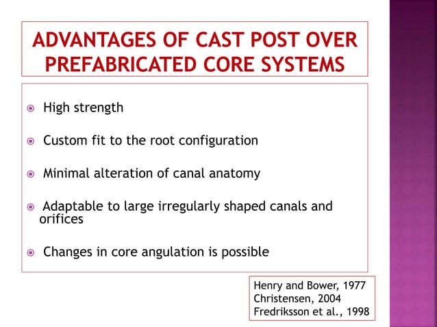 Cast post - Restoration of endodontically treated teeth | PPTX | Dental ...
